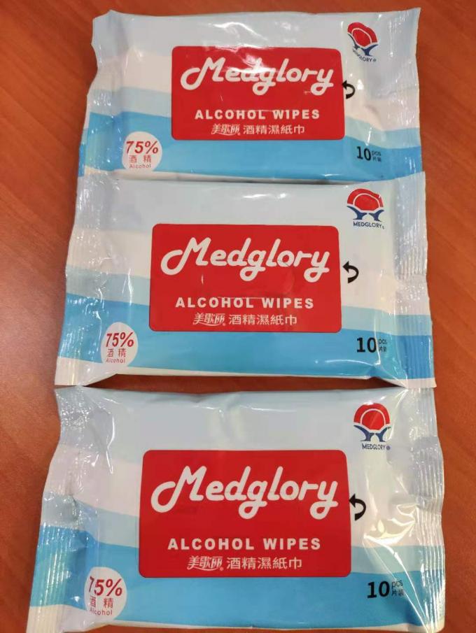 10 Pieces 75% Alcohol Wet Wipes Kill 99.9% Of Germ For Human Body Skin